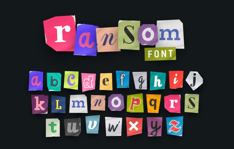 Collage alphabet sliced letters various funny Vector Image