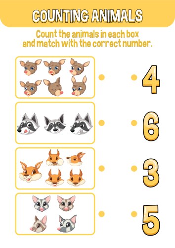 Counting numbers with animals Royalty Free Vector Image