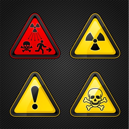 Set of yellow warning signs Royalty Free Vector Image