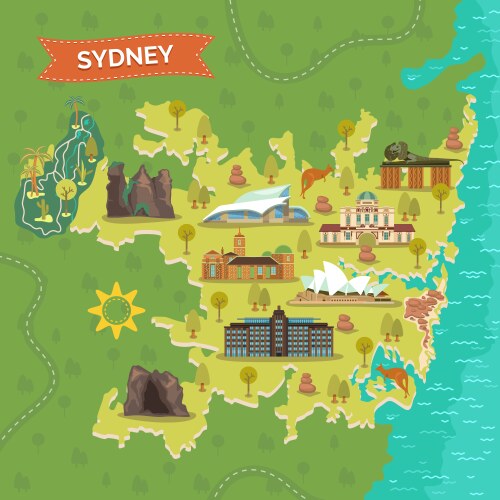 Cartoon map of australia Royalty Free Vector Image