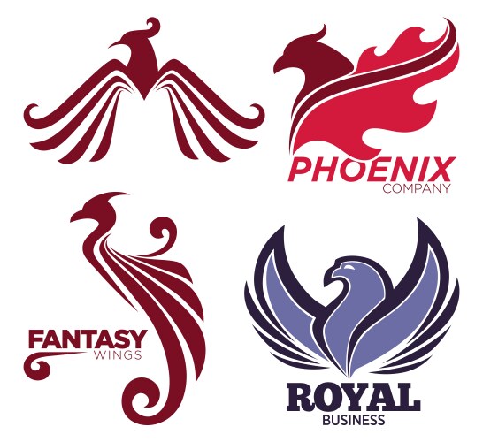 Heraldic phoenix set Royalty Free Vector Image