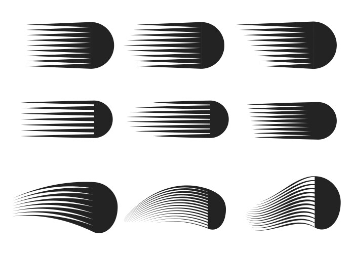 Speed line set horizontal motion effect flying Vector Image