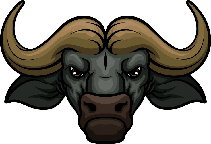 Cartoon of head bison mascot Royalty Free Vector Image