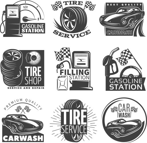 Car repair emblem set Royalty Free Vector Image