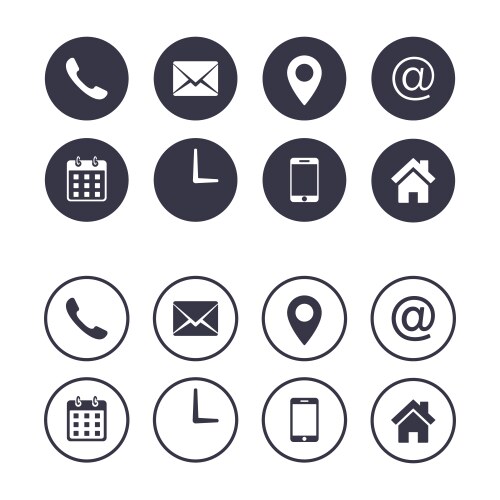 Contact icons business card symbols Royalty Free Vector