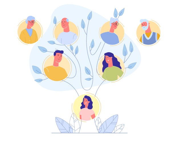 People avatars genealogical family tree elements Vector Image