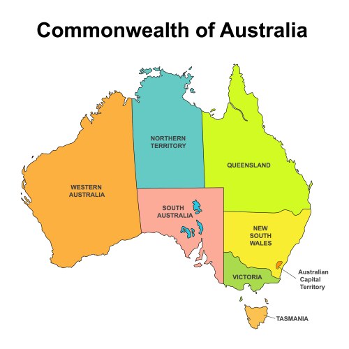 Map of australia with major towns and cities Vector Image