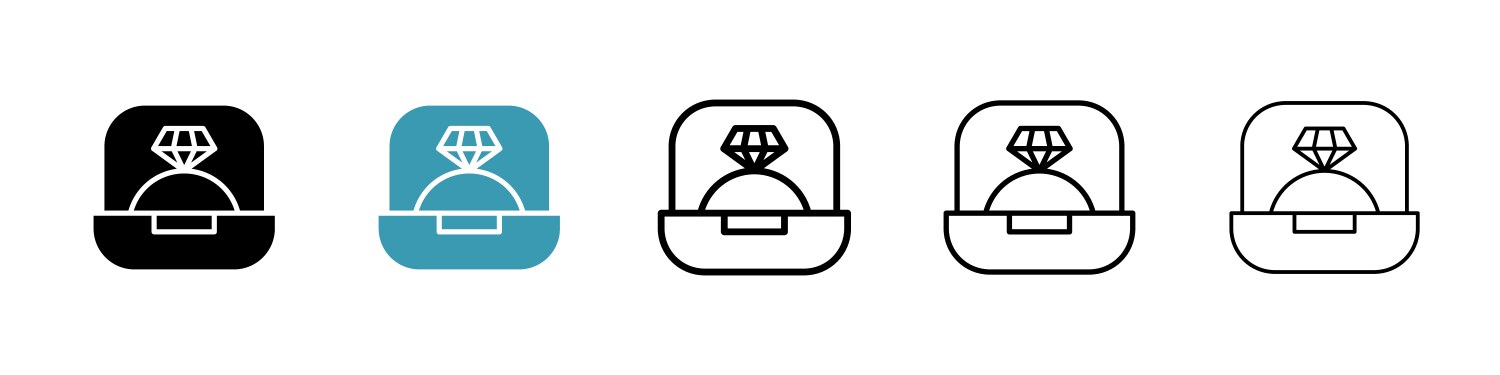 Ring icon set bridal diamond wedding ring box Vector Image