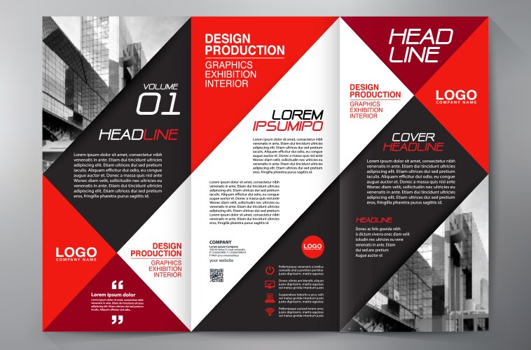 Red flyer template layout design corporate Vector Image