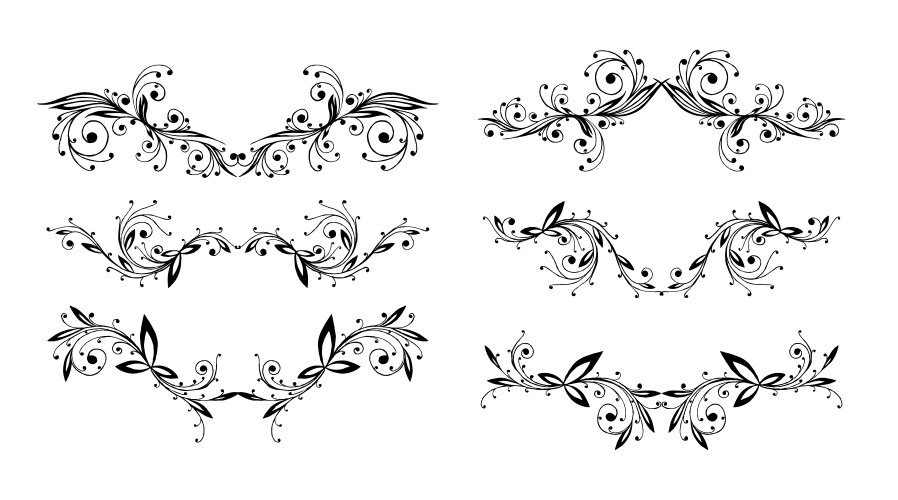 Floral filigree design element set Royalty Free Vector Image