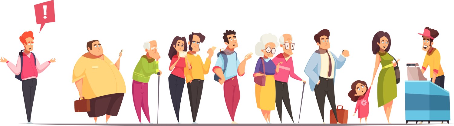 People queue waiting line Royalty Free Vector Image