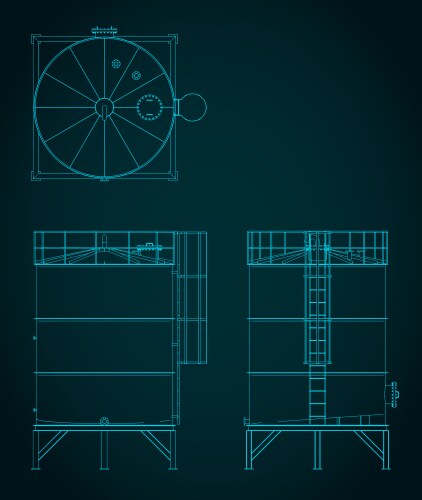 Spherical storage tank blueprints Royalty Free Vector Image