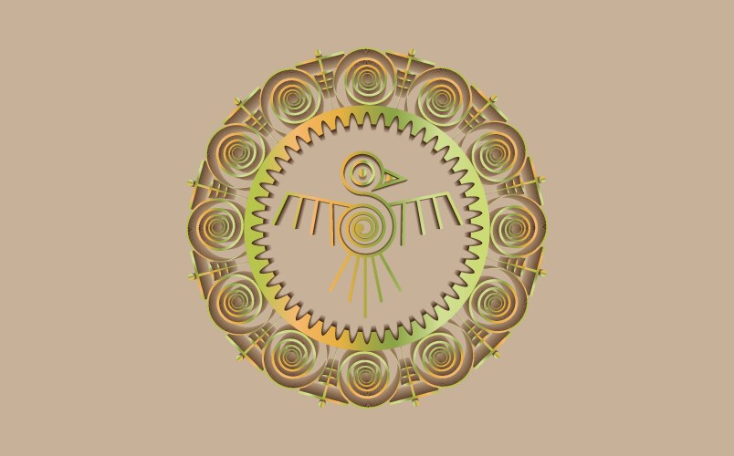 Aztec bird round frame sign isolated maya tattoo Vector Image