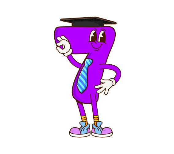 Cartoon groovy math number seven comic superhero Vector Image