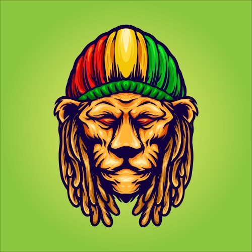 Pen and inked rastafarian lion Royalty Free Vector Image