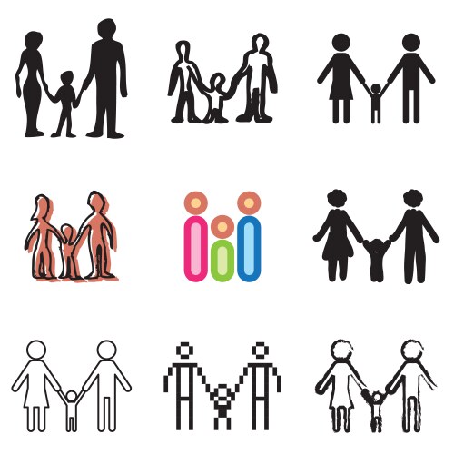 Family relatives and relationships big icon set Vector Image