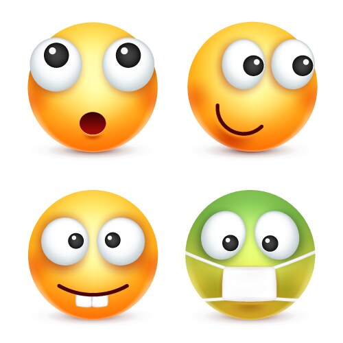 Set of smiley face emoji or yellow emoticons Vector Image