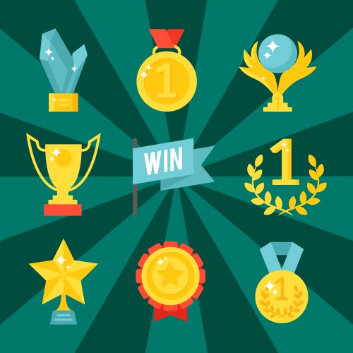 Cartoon color different type winner cup set Vector Image