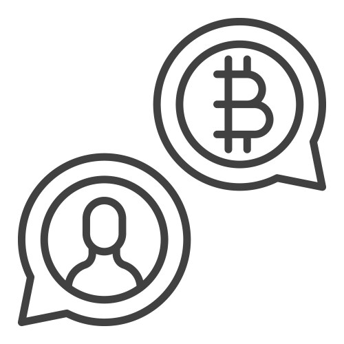 Bitcoin p2p crypto currency in speech bubble Vector Image