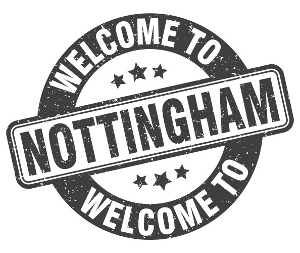 Welcome to nottingham stamp round sign Royalty Free Vector