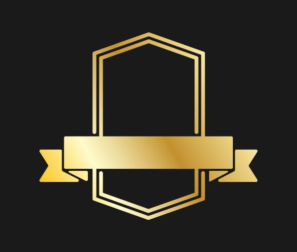 Gold round frame with ribbon for logo Royalty Free Vector