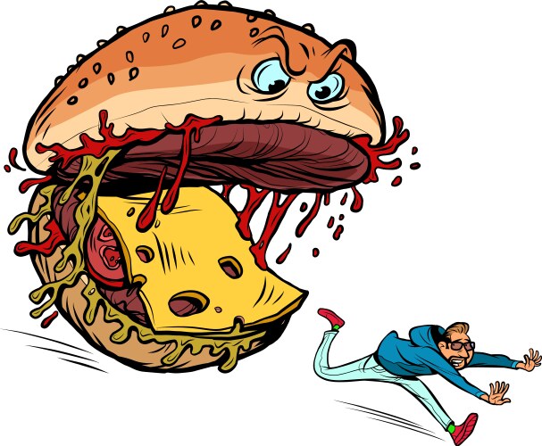 Funny cheeseburger isolated cartoon character Vector Image