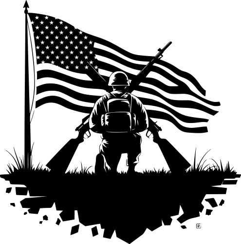 Us army solder kneeling svg solider Royalty Free Vector