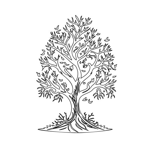 Haunted tree outline sketch Royalty Free Vector Image