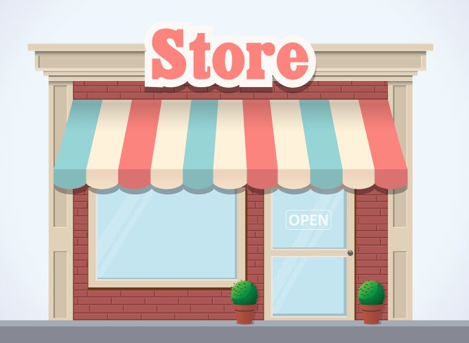 Pink street shop icon cartoon style Royalty Free Vector