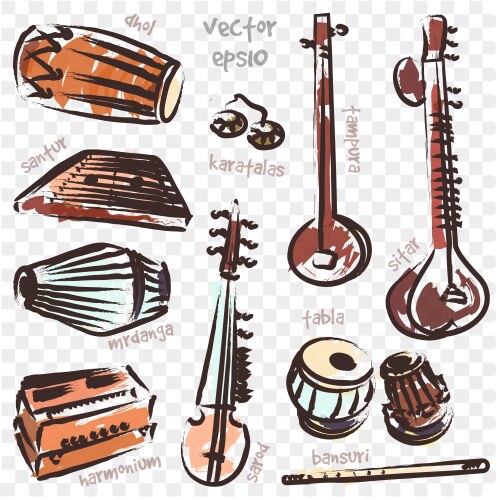 Indian instruments Royalty Free Vector Image - VectorStock