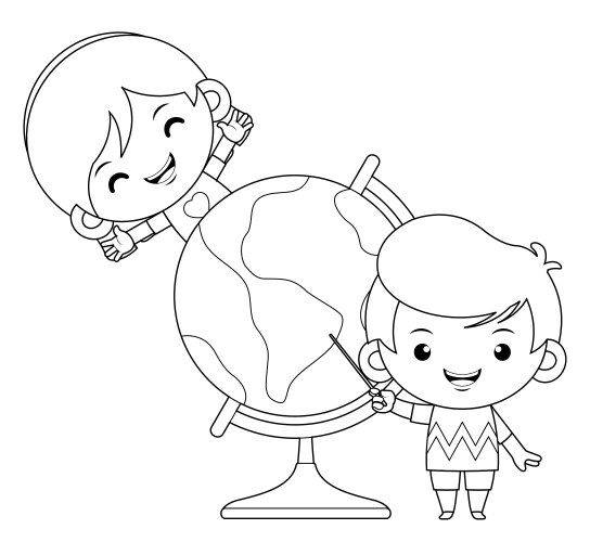 Cute boy holding pencil coloring book – Royalty-Free Vector | VectorStock
