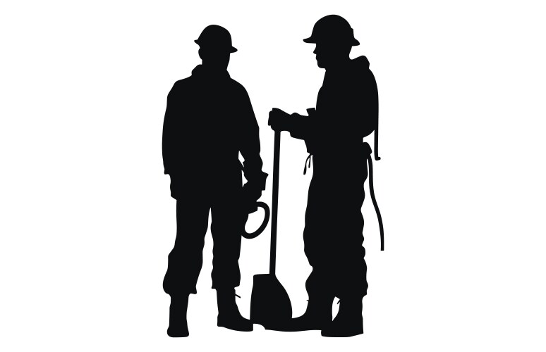 Fireman and plumber silhouette wearing Royalty Free Vector
