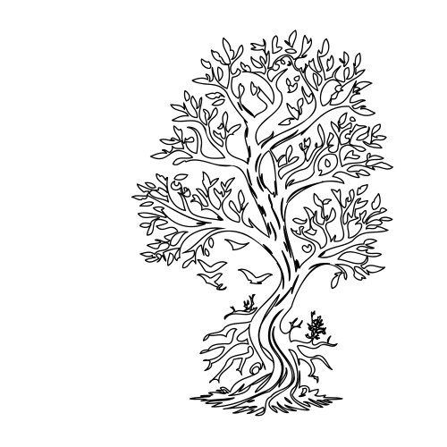 Haunted tree outline sketch Royalty Free Vector Image