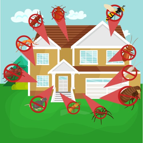 Pest control poster or flyer with funny cockroach Vector Image