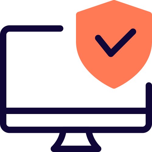 Desktop shield safeguards the computer system Vector Image