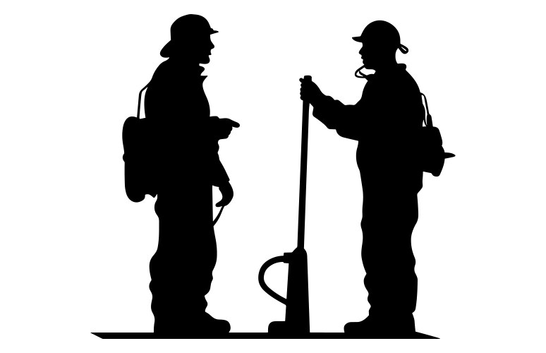 Fireman and plumber silhouette wearing Royalty Free Vector