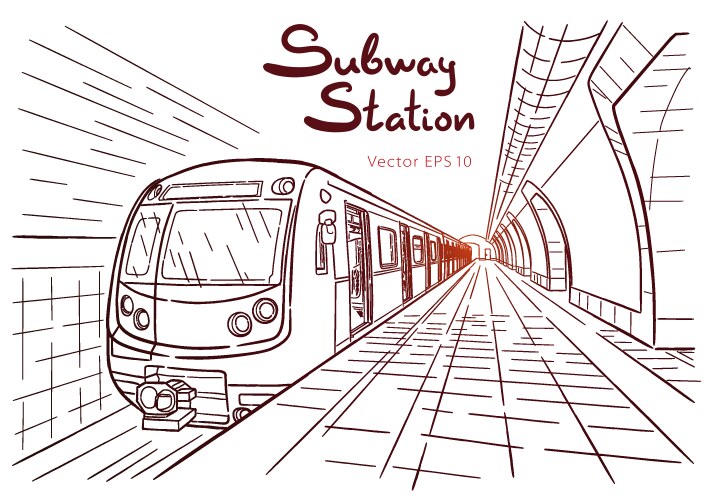 Hand drawn sketch subway station Royalty Free Vector Image