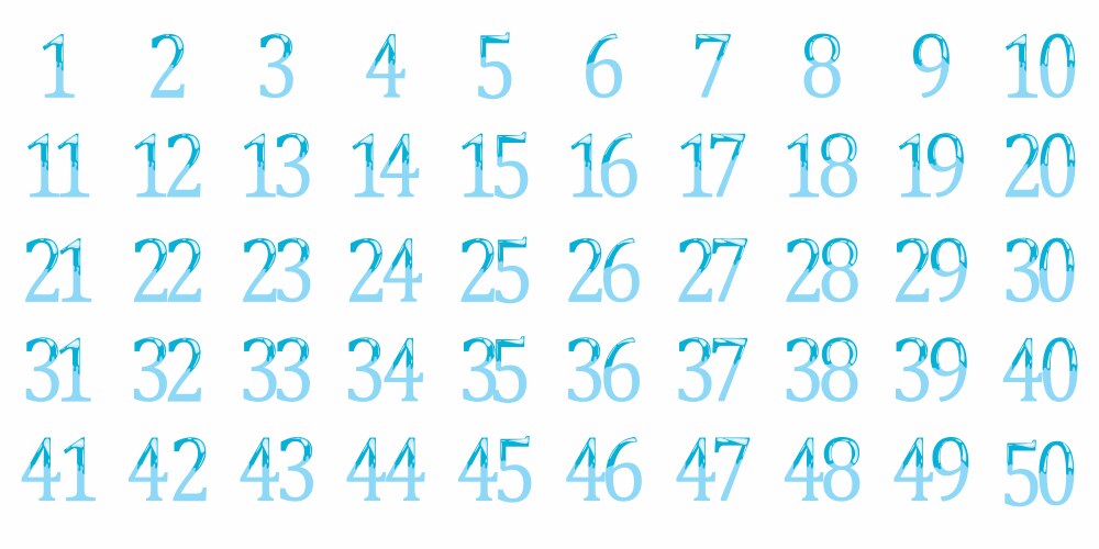 Numbers 1 to 50 circle icons Royalty Free Vector Image