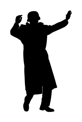 Army soldier shooting at enemy silhouette Vector Image