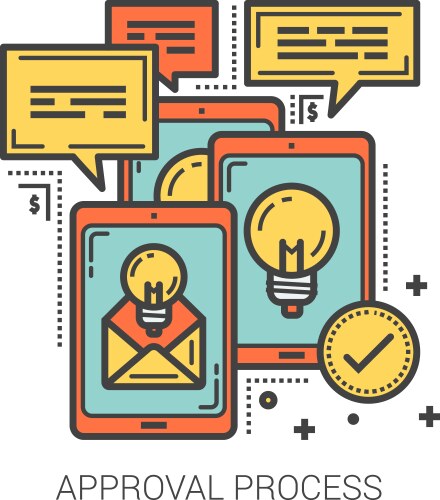 Approval process line infographic Royalty Free Vector Image