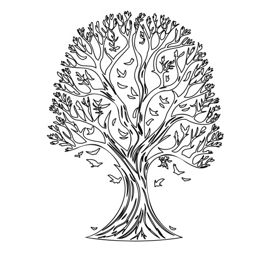 Haunted tree outline sketch Royalty Free Vector Image