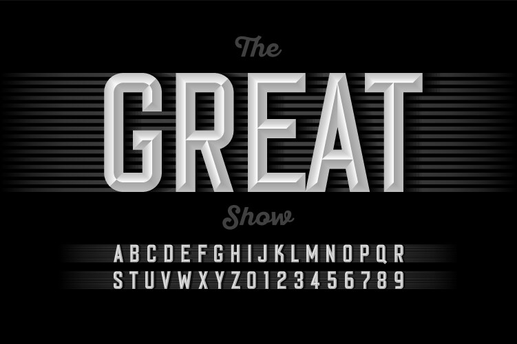 Retro style font old movie title screen alphabet Vector Image