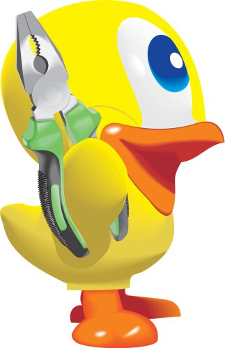 Duck with electric torch Royalty Free Vector Image