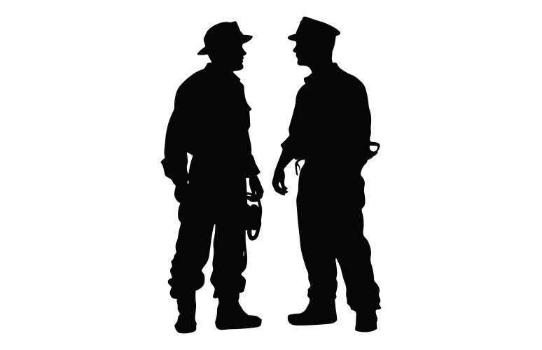 Fireman and plumber silhouette wearing Royalty Free Vector