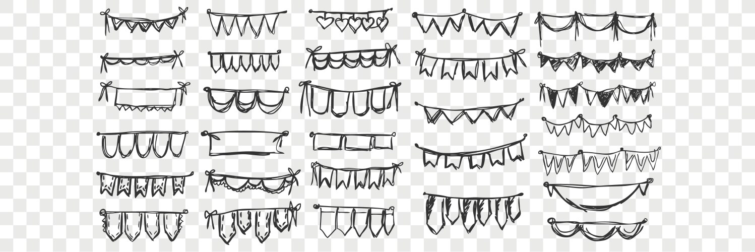 Hand drawn doodle bunting flags and garlands Vector Image