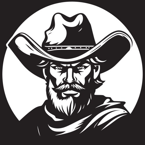 Rustler wrangler cowboy gun logo icon desert Vector Image