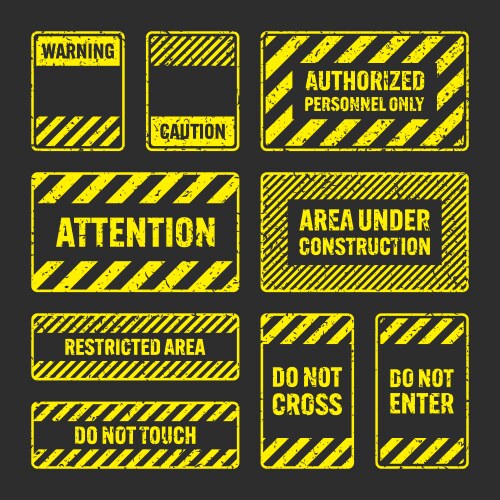 Caution warning black background with yellow Vector Image