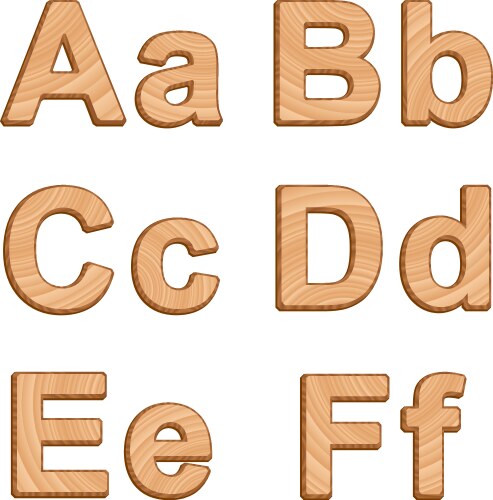 Wooden Alphabet Letters Royalty Free Vector Image