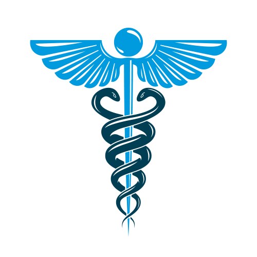 Caduceus gold medical symbol Royalty Free Vector Image