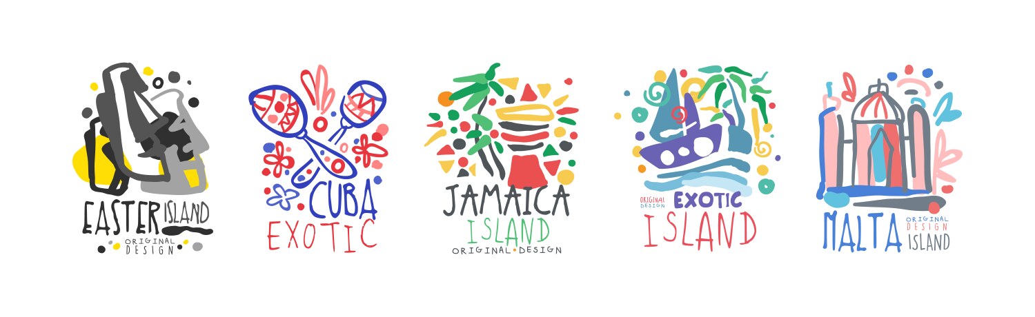 Exotic island logo and label original design Vector Image